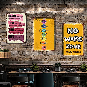 Metal Tin Sign No Wake Zone Background Vector Illustration-Retro Home Kitchen Office Garden Garage Wall Decor