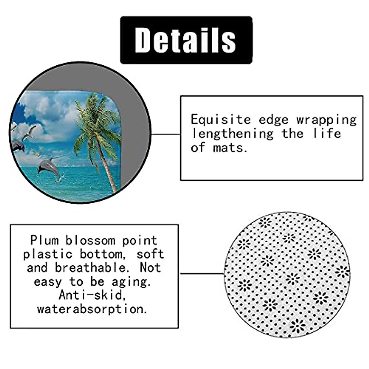 AKvsoze 4PCS Set Tropical Ocean Beach Dolphin Shower Curtain, Teal Sea Blue Sky White Clouds Seagull Green Palm Leaf Seaside Island Scenery Marine Life Bathroom Decor, Non-slip Bath Rugs, Coconut Tree