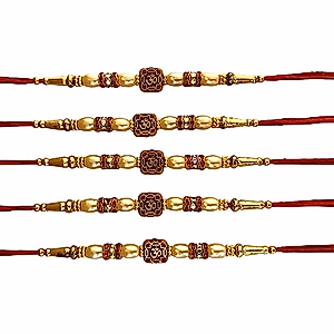 SWAMISP Set of 5 Rakhi for Brother Bhaiya Bhabhi Gift Rakhi for Family Raksha Bandhan Festival Rakhi for Bhaiya and Bhabhi Wrist Bands for Loving Sibling Brother Sister Father Friends