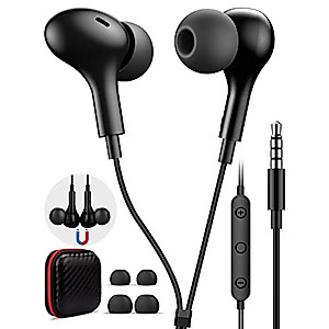 Wired Earbuds with Microphone, TITACUTE 3.5mm Jack Earphone Magnetic in-Ear Headphone Stereo Clear Audio for iPhone iPad Samsung A13 A03s S10e S10 Motorola One 5G Ace/Moto G Stylus Power Android