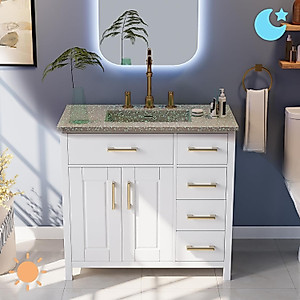 AMERLIFE 36" Bathroom Vanity with Sink Combo, Modern Undermount Small Single Bathroom Cabinet Set, Includes 37" Countertop & Integrated Sink, Soft Closing Doors, Bathroom Dresser White