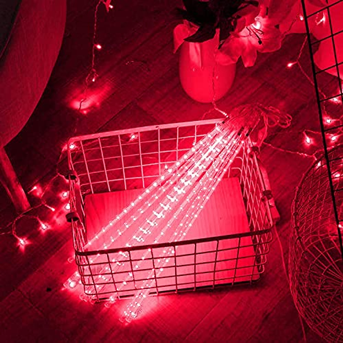 Meteor Shower Rain Light 50cm 8 Tubes 384 LED Waterproof Icicle Falling Snowfall Lights Snow Falling for Home Decor Wedding Garden, Red