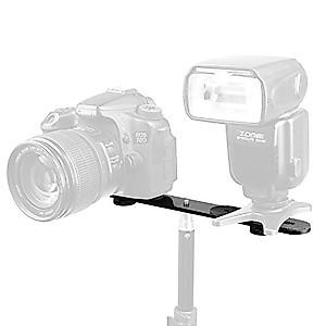 ChromLives 1/4'' Dual Camera Mount Flash Bracket Extension Bar 10.6'' Straight Flash Bracket Tripod Mount Bracket for DSLR Camera LED Light Flash Light Microphone and More