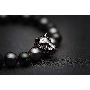 Karseer Black Panther Magnetic Hematite and Matte Onyx Natural Stones Beaded Stretch Bracelet Energy Crystal Meditation Prayer Stress Relief Beads Bracelet for Men Women