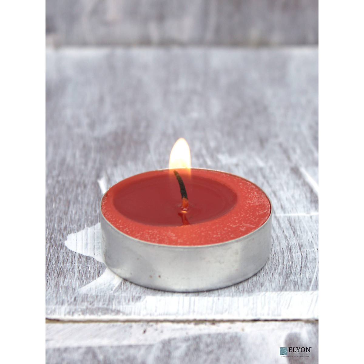 Elyon 96 Apple Cinnamon Scented Red Wax Tealight Candles in Tin Holder, Pleasant Fragrance 4 Hour Burn-Time