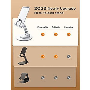 LISEN 360 Degree Rotation Cell Phone Stand Holder for Desk, Foldable, Adjustable, Ergonomic, Portable, Pocket Friendly, Slim Profile, Compatible with iPhone 14, iPad Tablet 4-10"