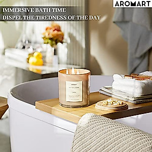 AROMART 3 Wick Large Scented Candles 22 Oz,Linen Aromatherapy Candles for Home Scented,Soy Candles with 8% Essential Oils,Long Burning,Soy Wax Candles Gifts for Women Men