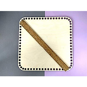 Basket Bottom, 10 inch 25 cm. Square Wooden Base Crochet Weaving Craft Supplies