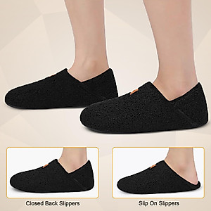 Scurtain Unisex Mens Womens Slippers Socks Artificial Woolen Slippers for Men Women with Non-Slip Rubber Sole Women House Slipper Women Travel Slippers Indoor Shoes Black 8.5-9.5 W