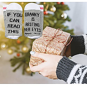 2PAIRS Granny Gift Granny Socks for Grandma If You Can Read This Granny Is Resting Her Eyes(Granny resting eyes)