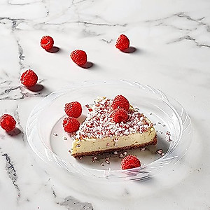 Munfix 7 Inch Clear Plastic Plates 200 Bulk Pack - Disposable Cake Plates for Dessert & Appetizers BBQ Party Dinner Travel and Events, Microwavable Recyclable