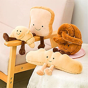 Croissant Plush Bread Pillow Toy, Food Plush Pillow Cute Plush Stuffed Animals Toy Funny Soft Food Plushies Toy for Gifts for Kids Birthday