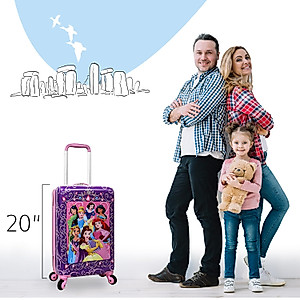 luggage 20 inch Disney Princess Hard-Sided Rolling Spinners Carry-On Tween Travel Trolley Suitcase for Kids