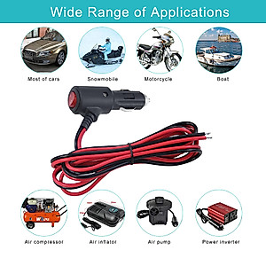 12V Cigarette Lighter Plug with On Off Switch - 6FT 16AWG Fused 15amp Male Plug Cigarette Lighter Replacement with Led Lights,12V Cigarette Lighter with Lead for Car Cooler,Cb Radio, Air Compressor