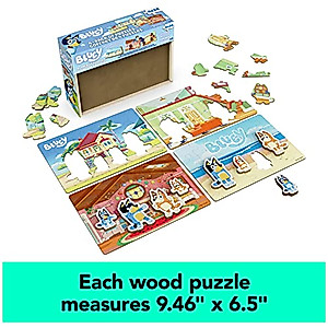 Bluey 4-Pack of Wooden 24-Piece Puzzles with Interchangeable Pieces | Bluey Birthday Party Supplies | Bluey Party Favors | Bluey Toys for Kids Ages 3+