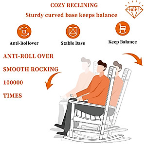 Adiromoti Patio Rocking Chair Set of 3 Rattan High Back Rocking Chair Side Table Weather Resistant HDPE Outdoor Rocking Chair Furniture for Porch Garden Backyard Campfire Firepit Weatherproof (Black)