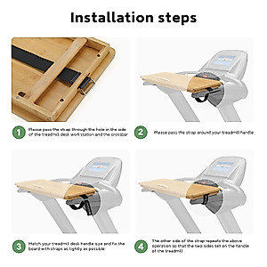 Nnewvante Treadmill Desk Attachment Bamboo Walking Laptop Stand Holder Workstation Adjustable Desktop Laptop Tray for Treadmill Handlebars up to 32.5 inches