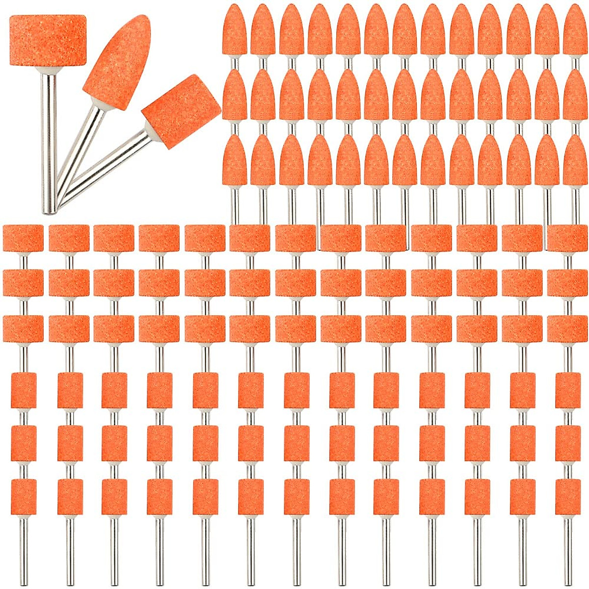 SHITIME Rotary Tool Bits Grinding, 120 Pcs Metal Grinding Sanding Bits with 1/8" Shank, Sanding Drums Accessories for Polishing Jade, Rust and Metal