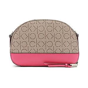 Calvin Klein Ashley Zip Around Crossbody, Almond/Taupe/Pink Flambe
