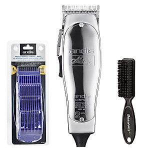 Andis Master Hair Adjustable Blade Clipper, with a Andis Master Dual Magnet 5-Comb Set with a BeauWis Blade Brush