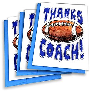 Play Strong Thanks Football Coach You're Awesome 3-Pack (5x7) Greeting Thank You Cards Set Perfect for Youth Sports Football Players, Teams, Coaches, Family and Fans - Your Coaches Will Love 'Em!