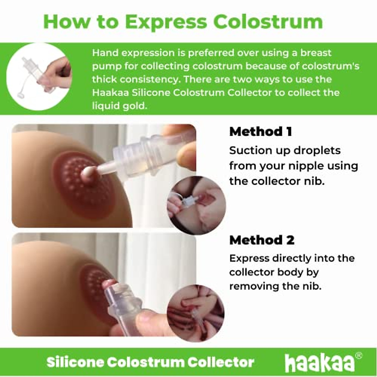Haakaa Silicone Colostrum Collector Set with Clear PP Storage Case 4 ml, 6 PK, Pre-Sterilized