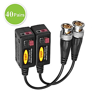 eoere 20 Pairs Passive HD BNC Video Balun Transceiver Transmitter AHD/TVI/CVI/CVBS Cable Connectors for 720P/960P/1080P/3MP/5MP/8MP CCTV Security Cameras