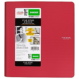 Five Star 1-1/2 Inch 3 Ring Binder, Plastic, Color Selected for You, 1 Count (26136)