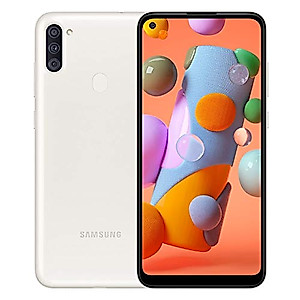 SAMSUNG Galaxy A11 (64GB, 3GB) 6.4" HD+, Snapdragon 450, Long-Lasting Battery, Dual SIM GSM Unlocked (US + Global) 4G Volte A115M/DS (Fast Car Charger Bundle, White)