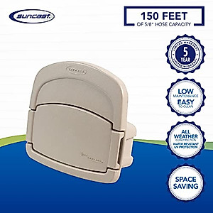 Suncast CPLDHH15000 Deluxe Garden Hangout with 150-Foot Capacity And Enclosed Storage Compartment, DHH150 Hose Hanger, No Size, Light Taupe