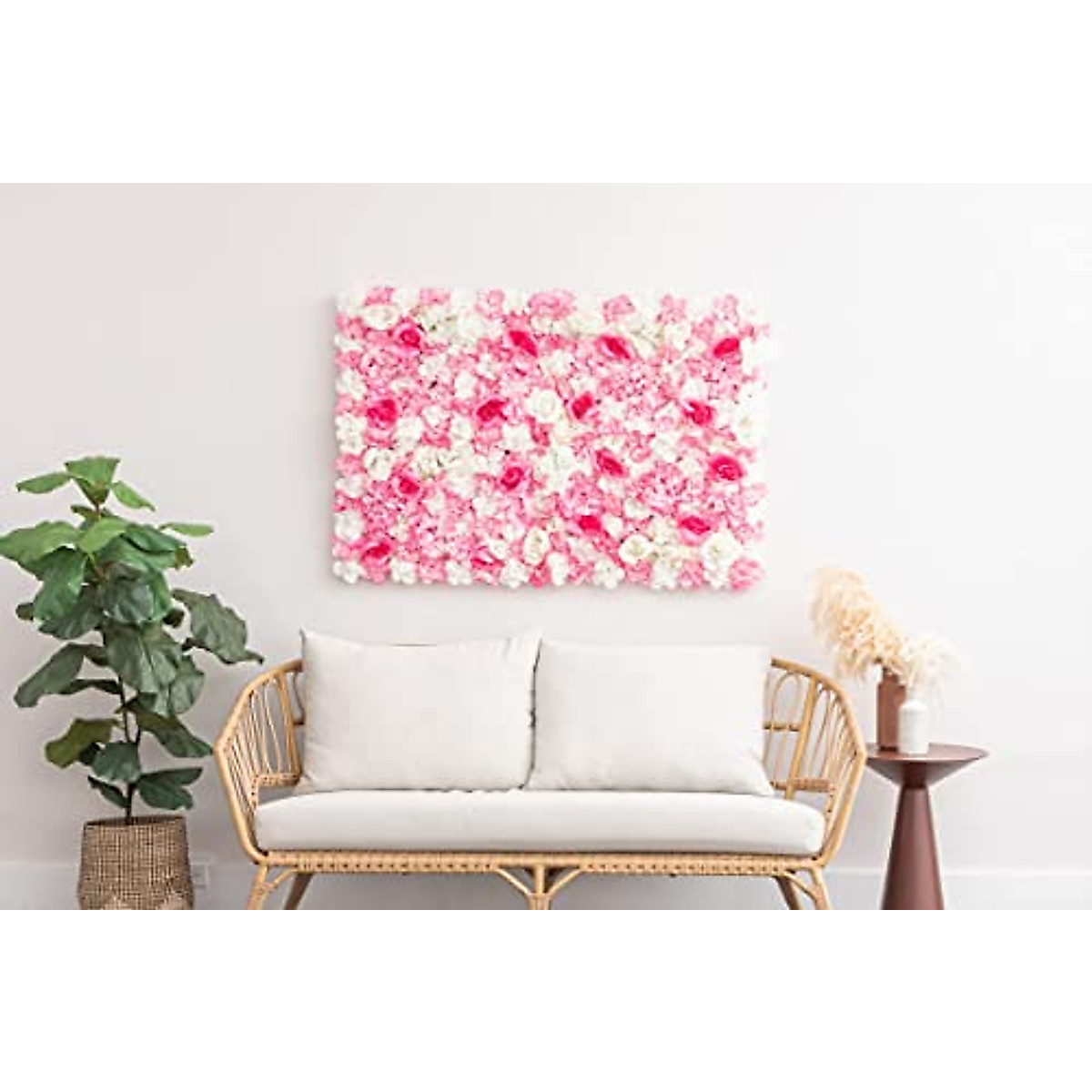 Flowers Wall Panel 4 PCs (11 SQFT) 24"x16" Carnations 3D Flower Wall Decor Silk Flowers for Nails Room, Home Office, Wedding Backdrop, Bridal Shower, Baby Girls Room, Nursery, Pink Room Décor