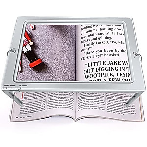 Magnifying Glass with Light and Stand, Silver 4X Page Magnifier for Reading, Foldable 50 LED Large Magnifying Glass Ideal for Seniors, 2 Power Options, 3 Usage Modes