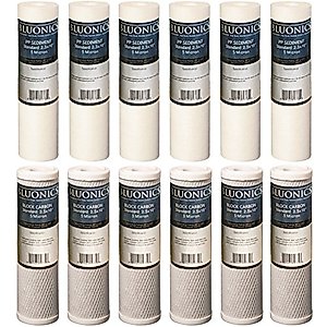 2.5" x 10" Sediment & CTO Carbon Block Replacement Filters Package of 12 Total Bluonics Filters