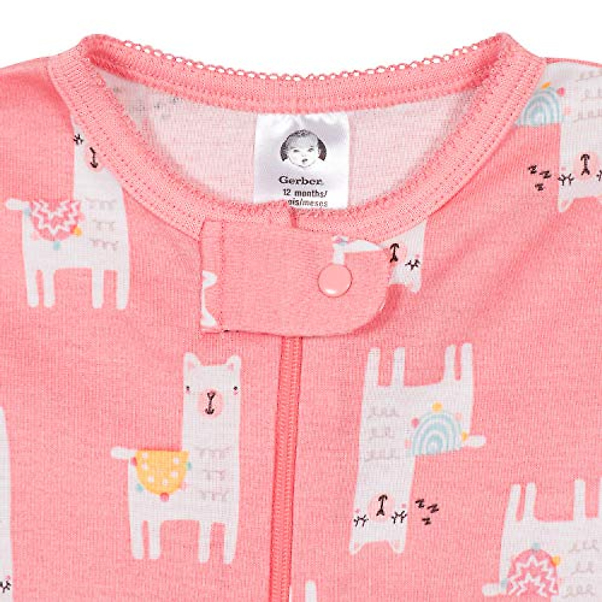 Gerber Baby Girls' 4-Pack Footed Pajamas, Love Llamas Pink, 18 Months