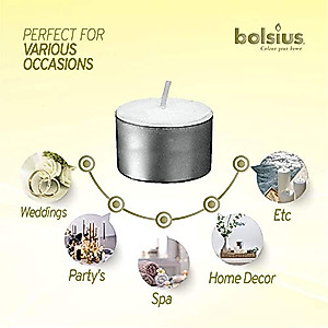 BOLSIUS 50 Unscented Tea Lights - 8 Hours Burn Time - Premium European Quality - Consistent Smokeless Flame - 100% Cotton Wick - Dinner, Wedding, Party, Restaurant, Spa, Church, & Home Décor Tealights