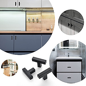 Ravinte 5 Pack Black Square Bar Cabinet Knobs 2 Inch Square Cabinet Pulls Matte Black Single Hole Kitchen Cabinet Handles