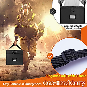 File Box with Lock, 2 Layers Fireproof Document Box, Waterproof Portable File Storage Organizer, 36 Pockets Fire Resistant File Box Organizer,Adjustable Handle for Hanging Letter/Legal Folder