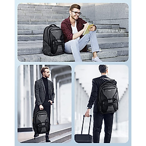 LIGHT FLIGHT Travel Backpack, Laptop Backpack for Men, School College Bookbag, 17.3 Inch Computer Backpack Business Back Pack, Work Bag with USB Charging Hole, 40L Large Casual Daypack, Black grey