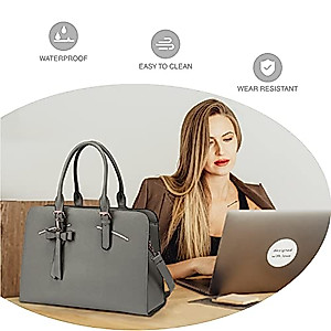 TOPDesign Laptop Bag for Women, Waterproof PU Leather Work Briefcase fits 15.6 Inch Computer, Large Tote Messenger Shoulder Bag, Stylish Business Purse Handbag Satchel (Brown)
