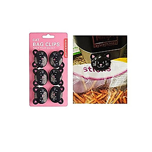 6 Pc Sealing Chip Clips Storage Bag Fresh Food Snack Clip Grip Coffee Crafts Cat