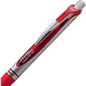 Pentel EnerGel Liquid Gel Ink Pens 0.7 mm - Pack of 5 Red Deluxe RTX Energel Pens with 3 Refills