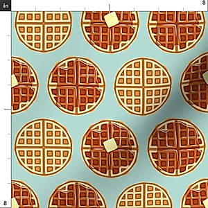 Spoonflower Fabric - Dark Mint Waffle Breakfast Food Printed on Petal Signature Cotton Fabric by The Yard - Sewing Quilting Apparel Crafts Decor