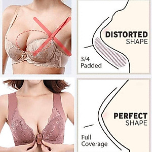 JFLYOU Women Bras,Ladies Adjustable Sports Front Closure Extra-Elastic Breathable Lace Trim Bra(Pink,85C)