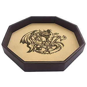 Fantasydice - ROLL OR DIE- Dice Tray - 11.5" Octagon - for Dice, Board Games, Tabletop RPGs Like D&D (DND) 3.5 and 5e, Call of Cthulhu, Pathfinder,Shadowrun and Other Roleplaying Games