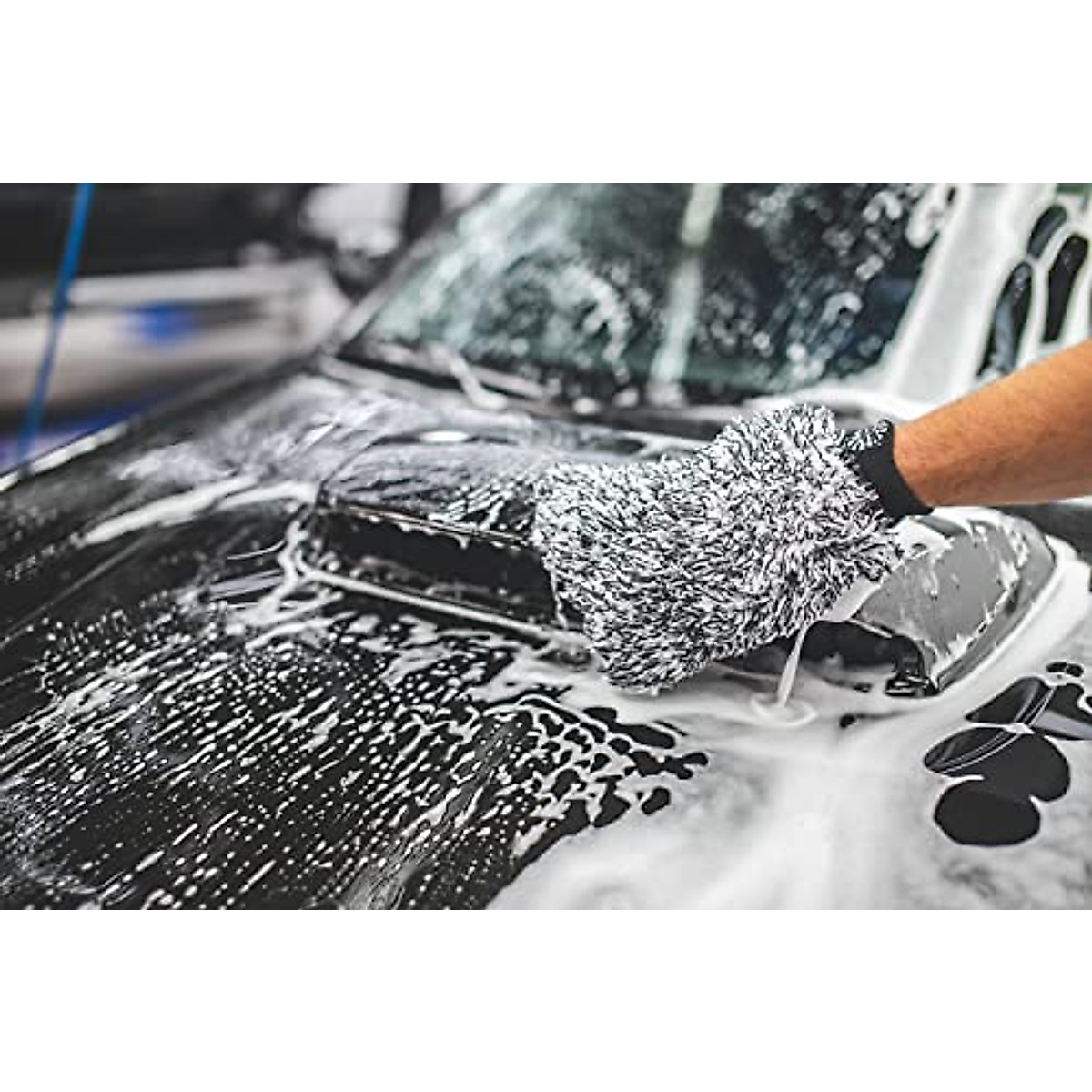 The Rag Company - Cyclone Ultra 8in x 9in Wash Mitt and Cyclone Ultra 10in x 10in Wash Pad - 70/30 Blend Korean Microfiber, Foam Padding, Scratch-Free, Lint-Free, Black (2-Pack)