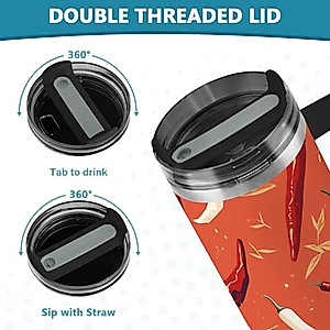 linqin Retro Peppers Vacuum Insulated Tumbler with Lid and Straw 30 oz Kids Water Bottles Reusable Travel Tea Mug for School, Daycare, Camp