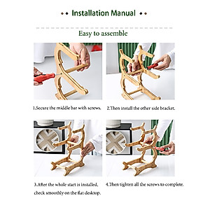 fghuim 3 Tier Ceramic Fruit Bowls with Bamboo Stand,Decorative Ceramic Friut Bowl with Bamboo Holder for Kitchen Counter White(Include 1 Y Stainless Steel Peeler,3 Oranger Finger Peelers)