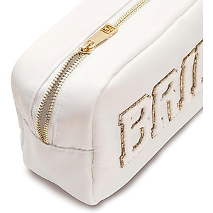 White Nylon Bride Pouch or Bag, travel, Bride bag, Bride makeup bag, Gift for brides, Bride essentials, Gift for her, Bride travel kit, Things for bride, Future mrs, White, Valentine's Day