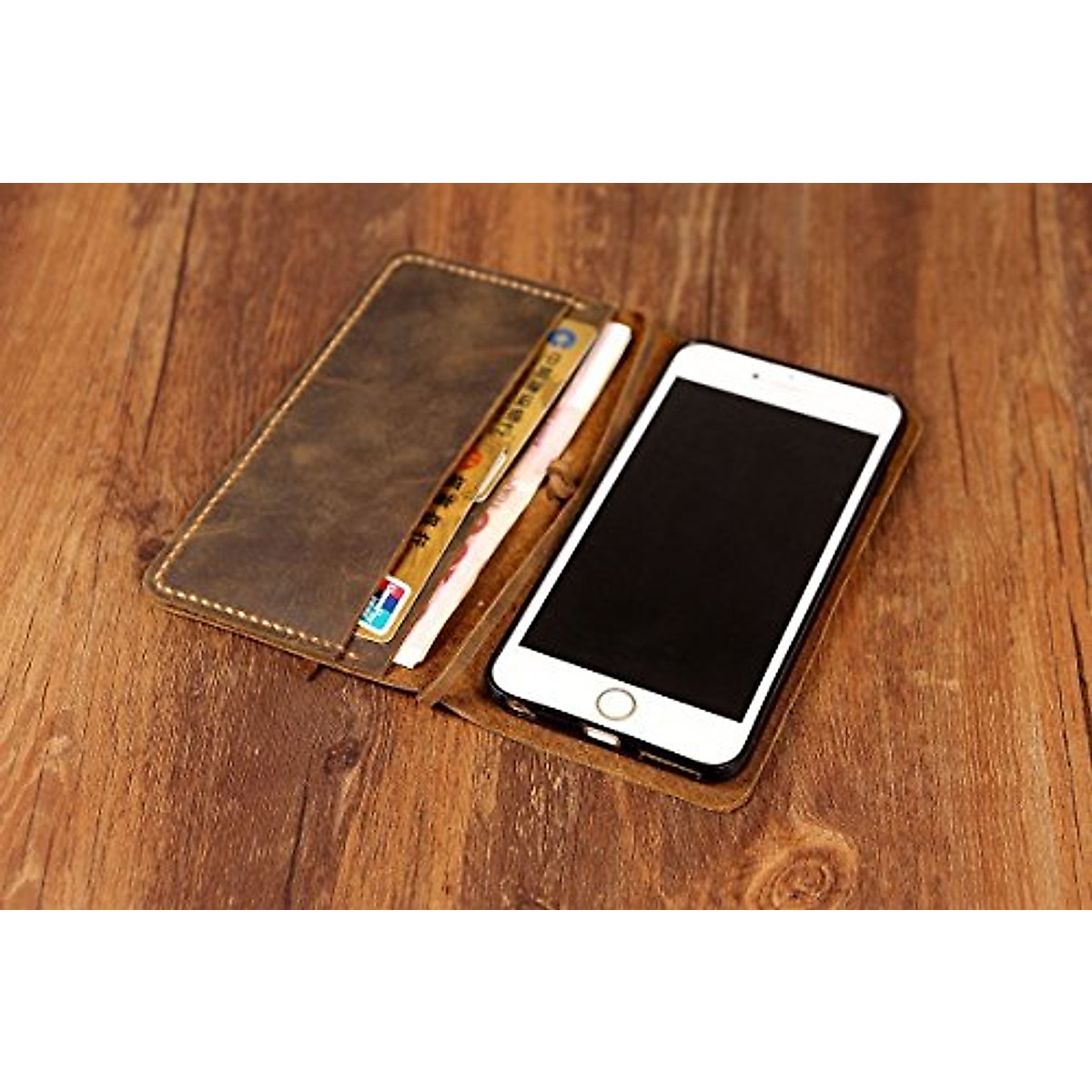 Personalized leather iPhone 11 Pro Max wallet Case/Vintage distressed genuine leather iPhone X XR XS Max Wallet case - IP005WS