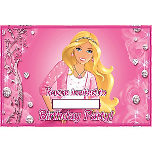 Set of 40 Fashion Doll Girl Pink-Themed Happy Birthday Invitation Cards & Envelopes - Lightweight (240g), Postcard Style Invites for the Perfect Party Pack
